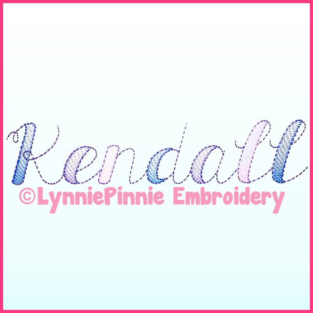 All Things New Cursive Sketch Gradient Fill Triple Run Embroidery Font ...