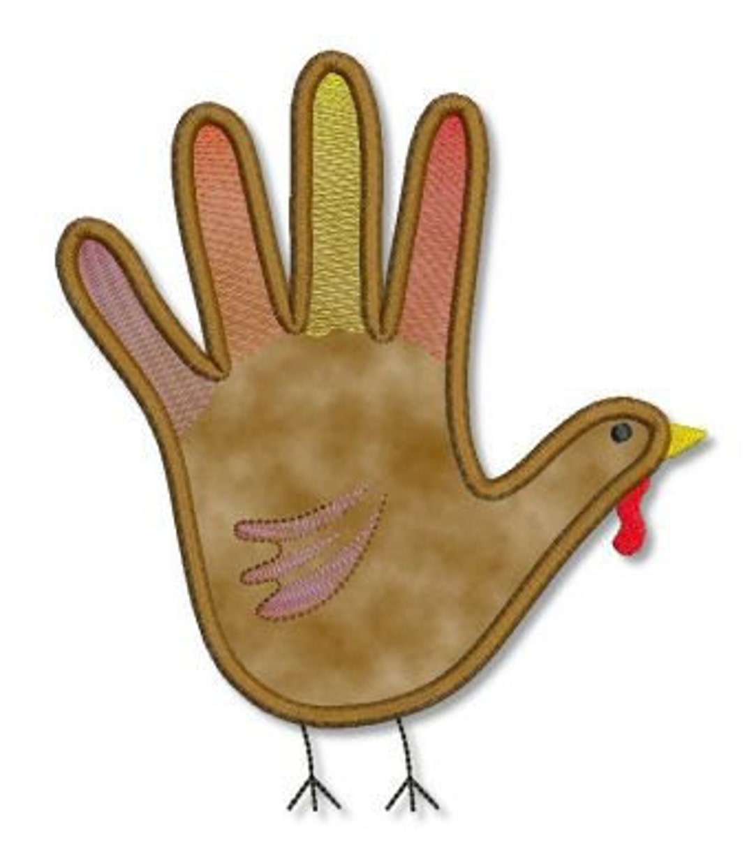TURKEY HAND Applique 4x4 5x7 6x10 Machine Embroidery Design ...