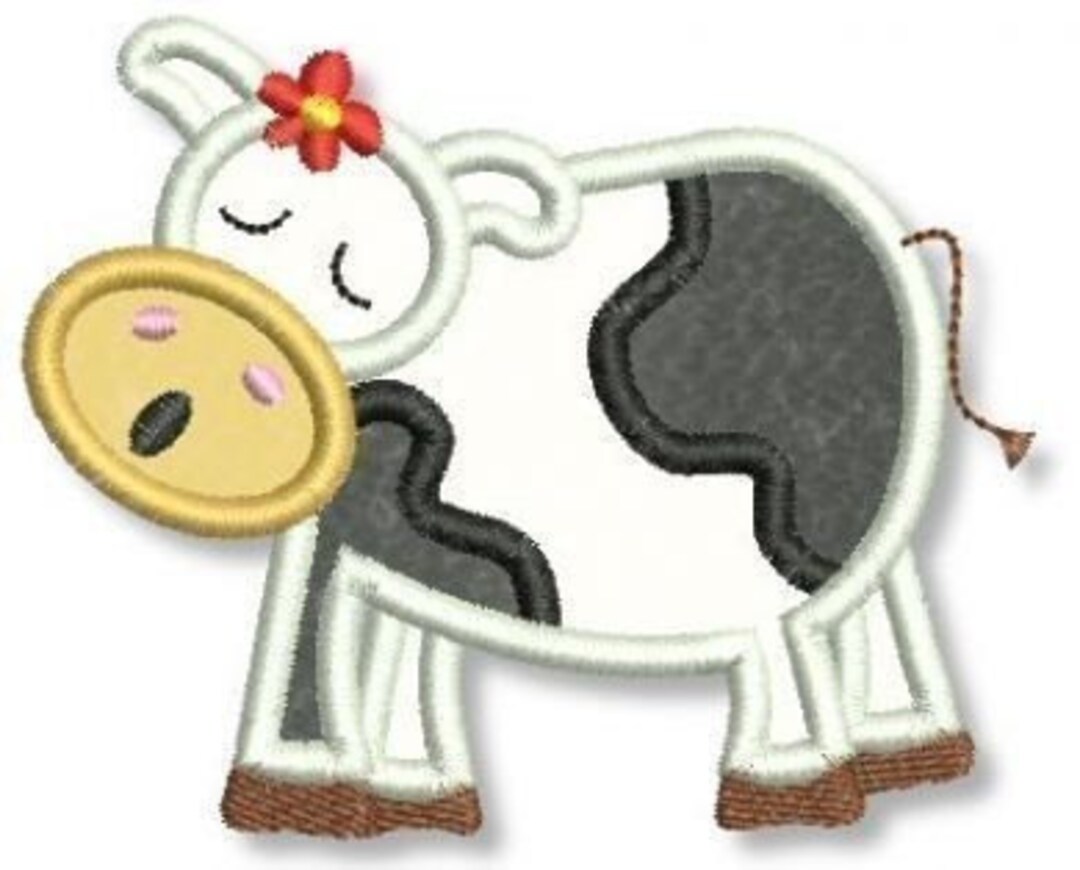 Moo-ing Moo COW Applique 4x4 5x7 Machine Embroidery Design INSTANT ...
