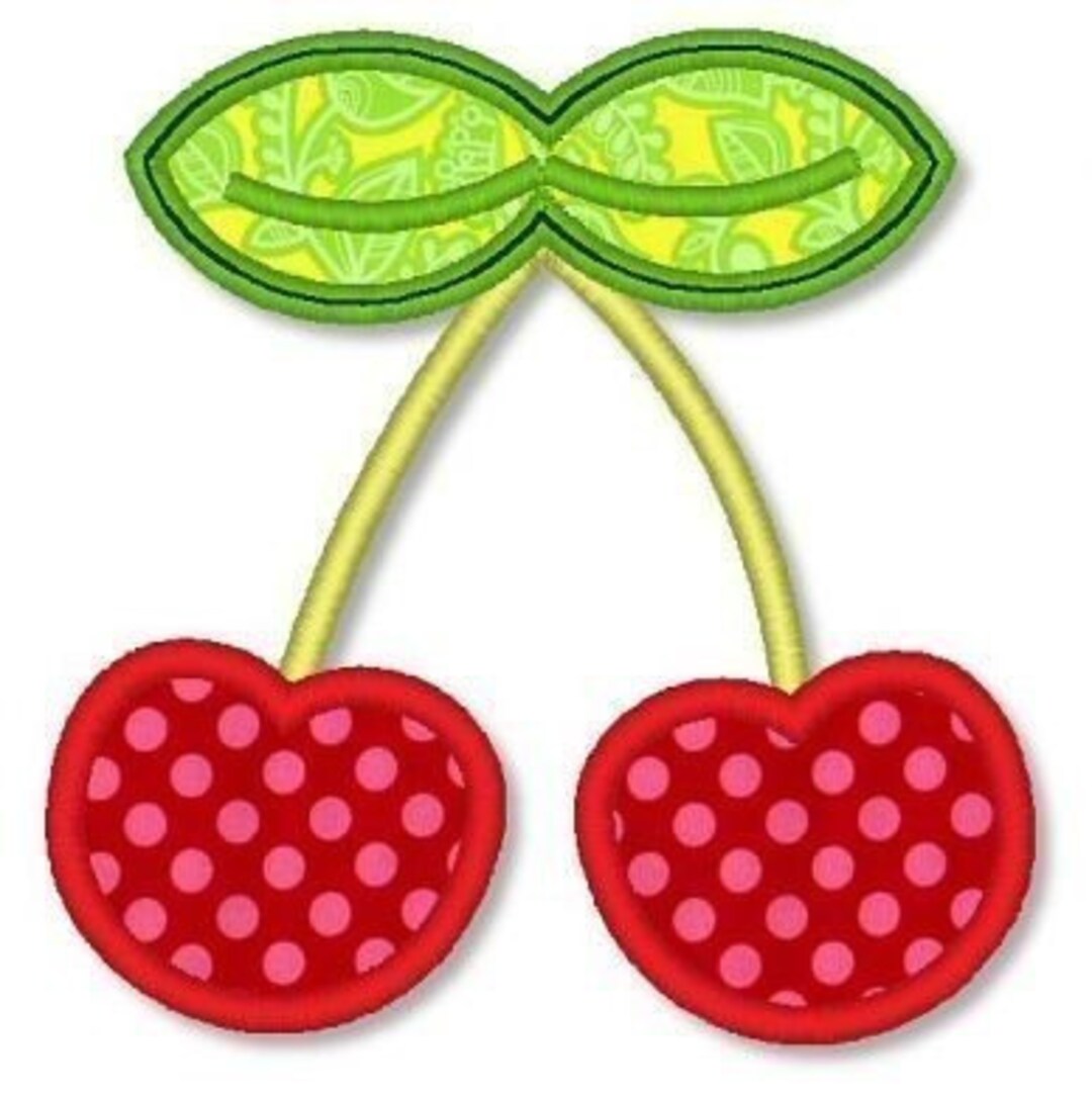 CHERRIES Applique 4x4 5x7 Machine Embroidery Design Cherry INSTANT ...