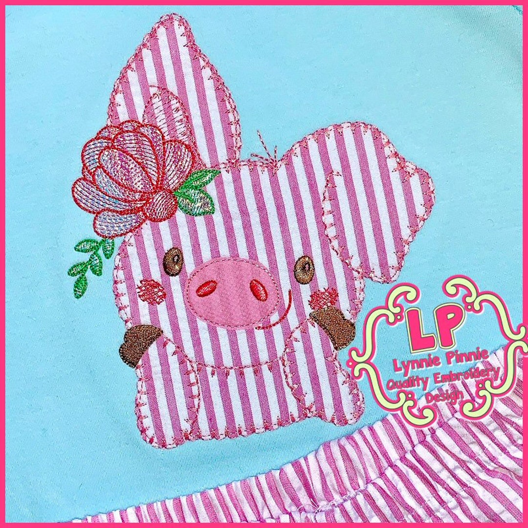 Applique PIGGY (bold Blanket Stitch) With Mylar Flower 5 Sizes Machine ...