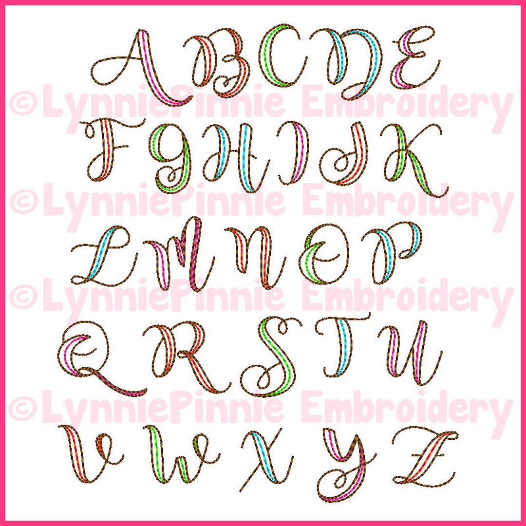 Quick Stitch 2 Color Ribbon Sketch Triple Run DIGITAL Embroidery Font ...