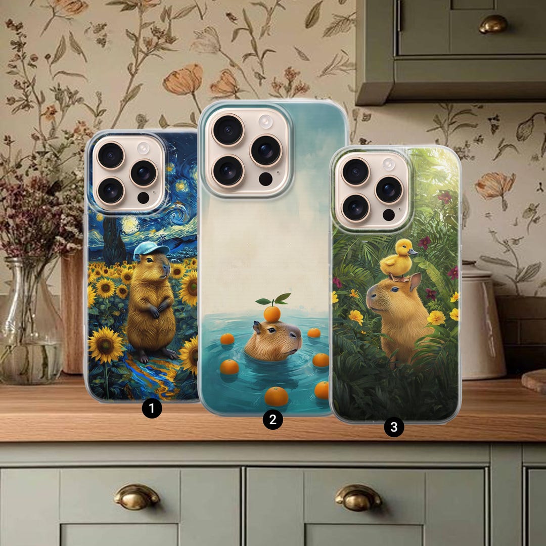 Capybara Phone Case Relax Vibes Cute Van Gogh Duck Cover for iPhone 16e ...