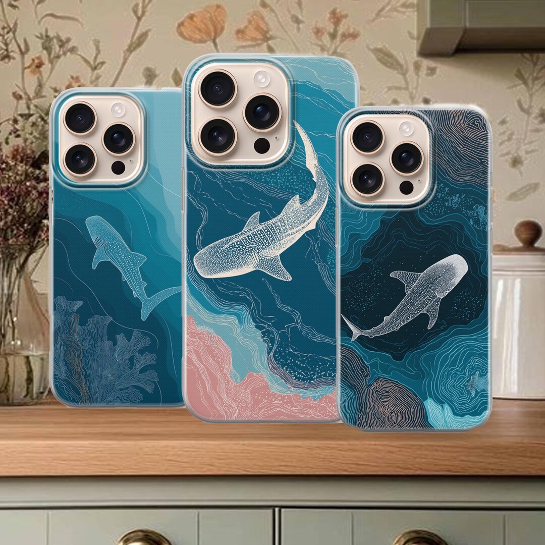 Coral Reef Whale Shark Phone Case for iPhone 17 16, Samsung Galaxy S25 ...
