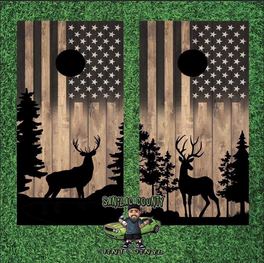 Deer Hunting Flag Cornhole Wrap Laminated - Etsy