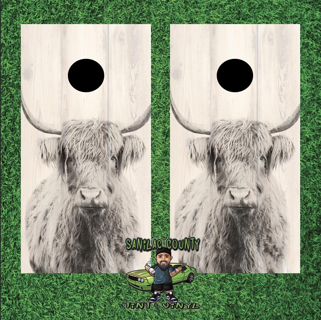 Highland Cow Wood Cornhole Wrap Laminated - Etsy