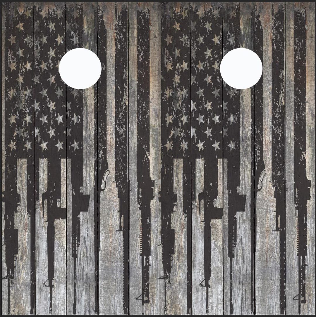 Gun American Flag Cornhole Wrap Laminated - Etsy