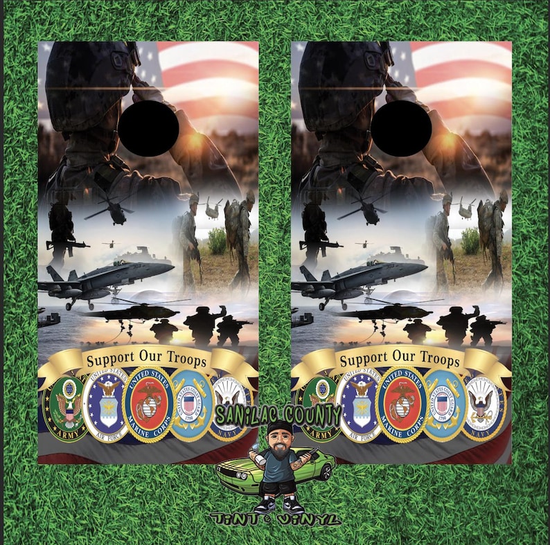 Military Branches Flag Cornhole Wrap Laminated - Etsy