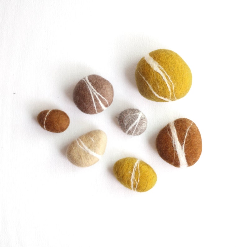 Hand Felted Pebbles - Golden Harvest - Etsy