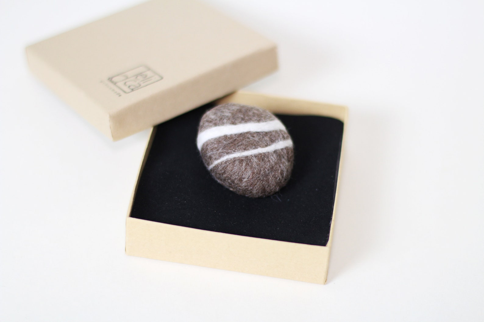 Felted Pebble Brooch - Heathered Brown - Etsy