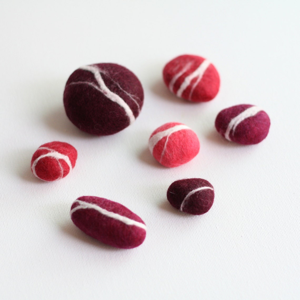 Hand Felted Pebbles Passion Red - Etsy