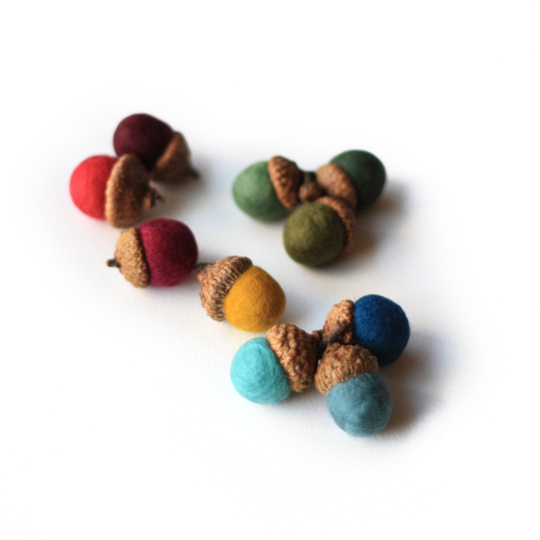 Felted Acorns Set of 10 in Colors - Etsy