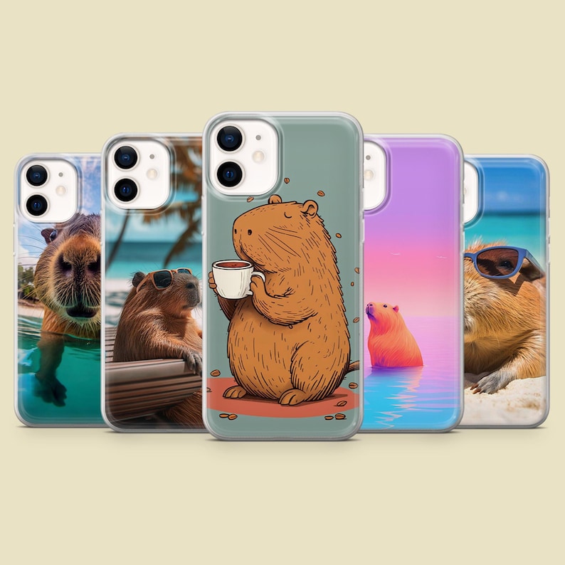 Capibara Phone Case Animal Meme Cover for iPhone 16, 15, 14, 13, 12 ...