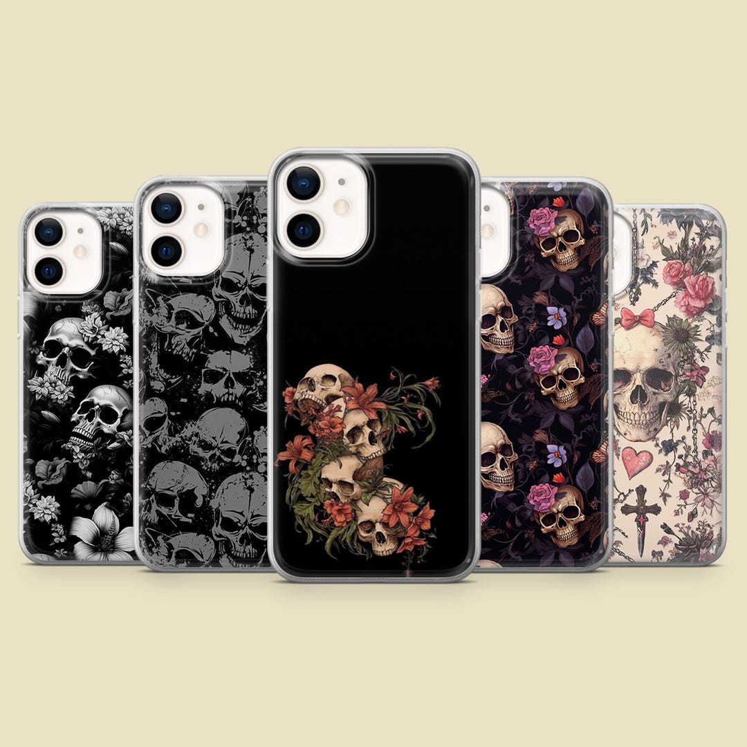 Gothic Phone Case Skull Horror Cover for iPhone 16, 15, 14, 13,12 ...