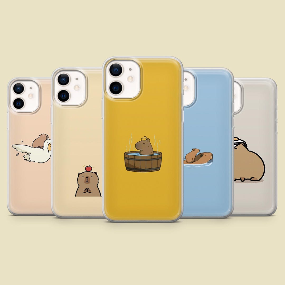 Capibara Phone Case Minimal Art Animal Cover for iPhone 16, 15, 14, 13 ...