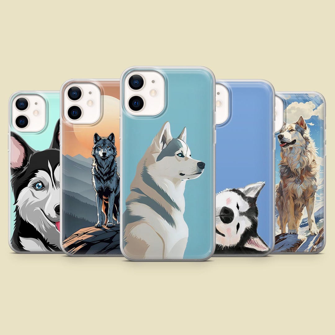 Siberian Husky Phone Case Fluffy Puppy Husky Cover for iPhone 16, 15 ...
