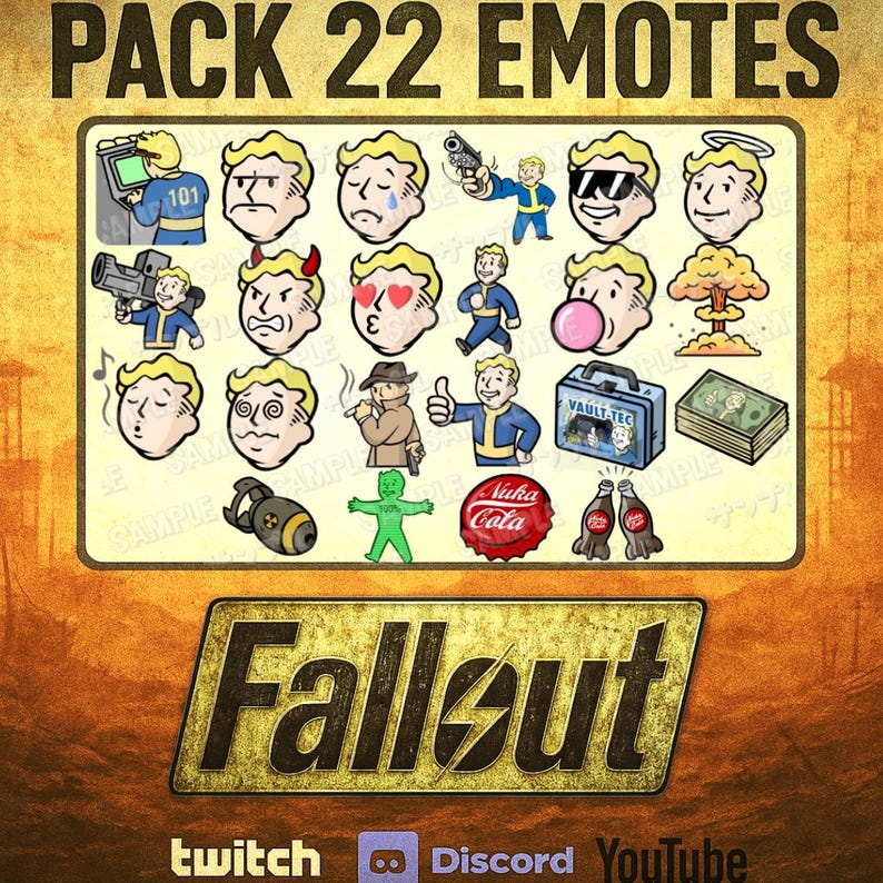 22 Fallout Emotes Pack | Emotes for Twitch, Discord, and Youtube | PNG ...