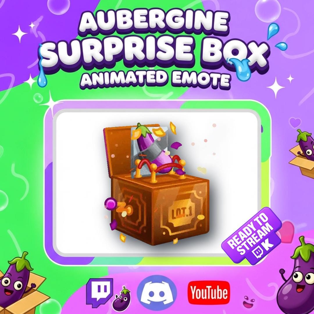 Eggplant Animated Emote - Surprise Box | Emote for Twitch, Discord, and ...