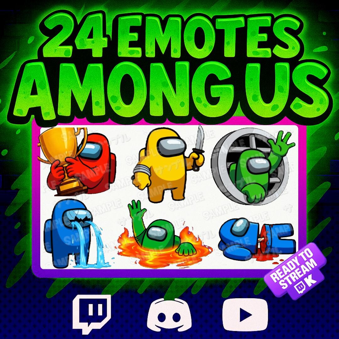 Among Us 24 Emotes Pack (12 Animated + 12 Static) | Emotes for Twitch ...
