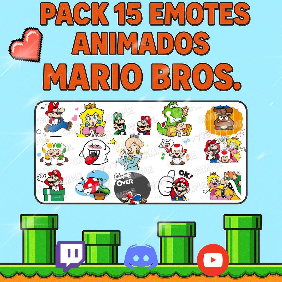 15 Animated Mario Bros. Emotes | Custom Icons for Twitch, Discord, and ...
