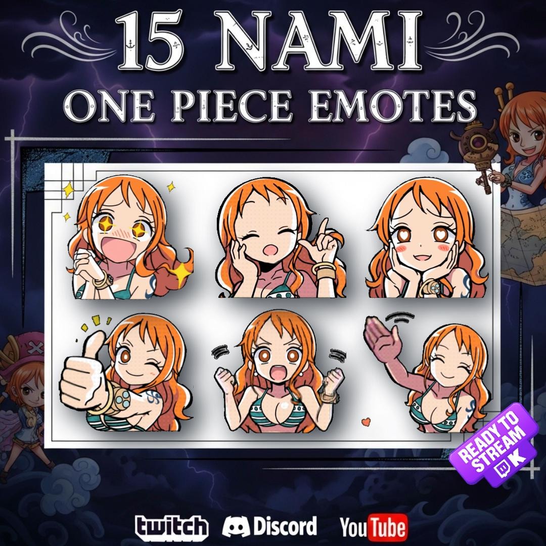 15 Nami Emotes Pack - One Piece | 6 Animated + 9 Static PNG and GIF for ...
