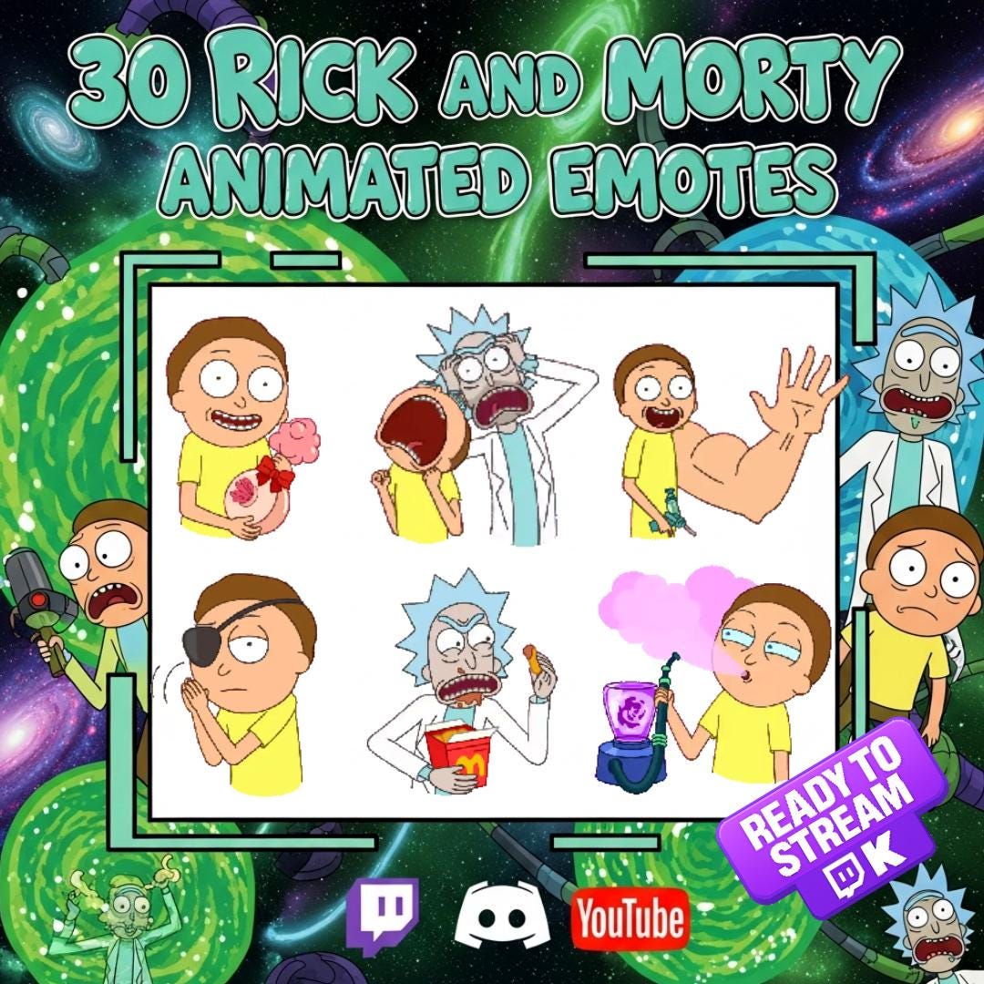 30 Rick and Morty Animated Emotes | Emotes for Twitch, Discord, and ...