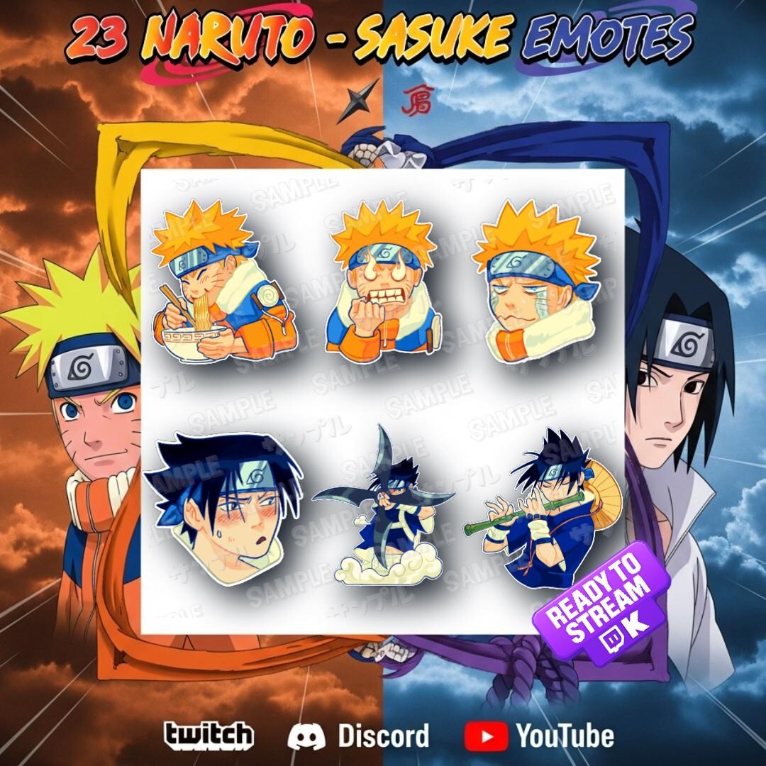 23 Naruto and Sasuke Emotes Pack | Anime Emotes for Twitch, Discord ...