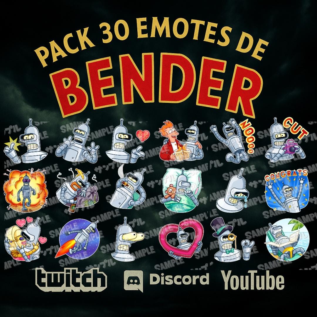 Pack 30 Bender Emotes – Twitch, Discord and Youtube - Etsy