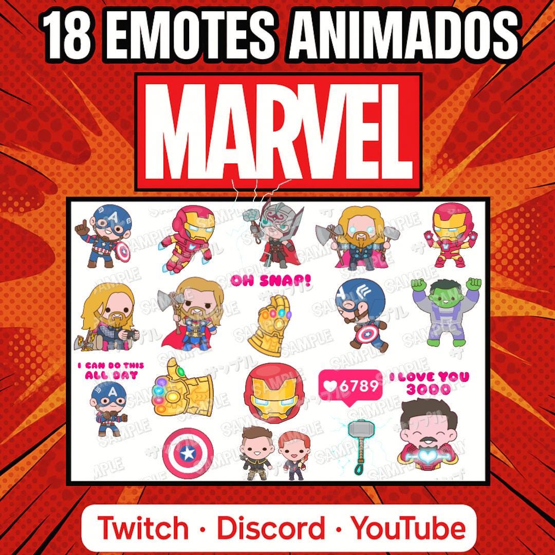 Pack 18 Emotes Animados Marvel – Twitch, Discord y YouTube - Etsy México