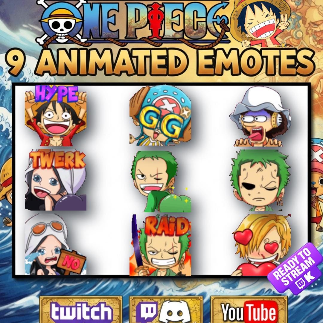 9 One Piece Animated Emotes | Custom Icons for Twitch, Discord, and ...
