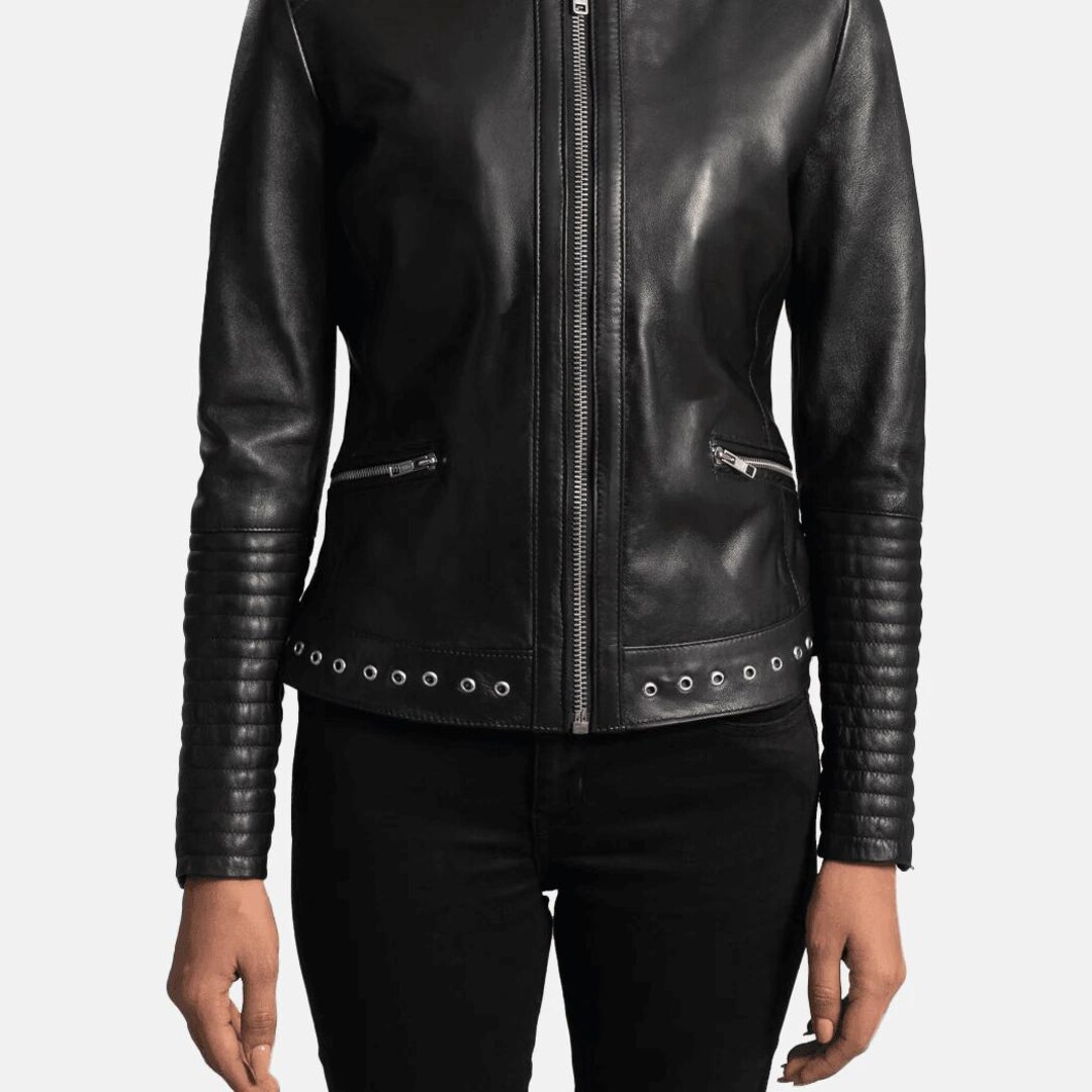 Neon Aura Leather Biker Jacket | Women's Biker Jacket - Etsy