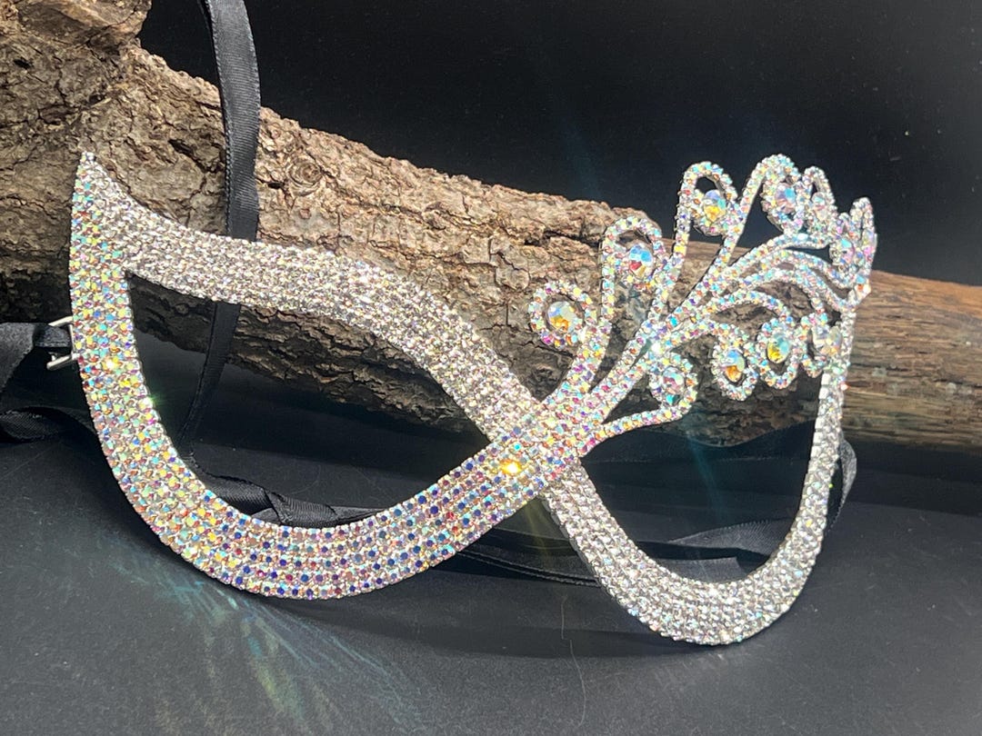 Silver Rhinestone Swirl Masquerade Mask: Crystal Venetian Style - Etsy