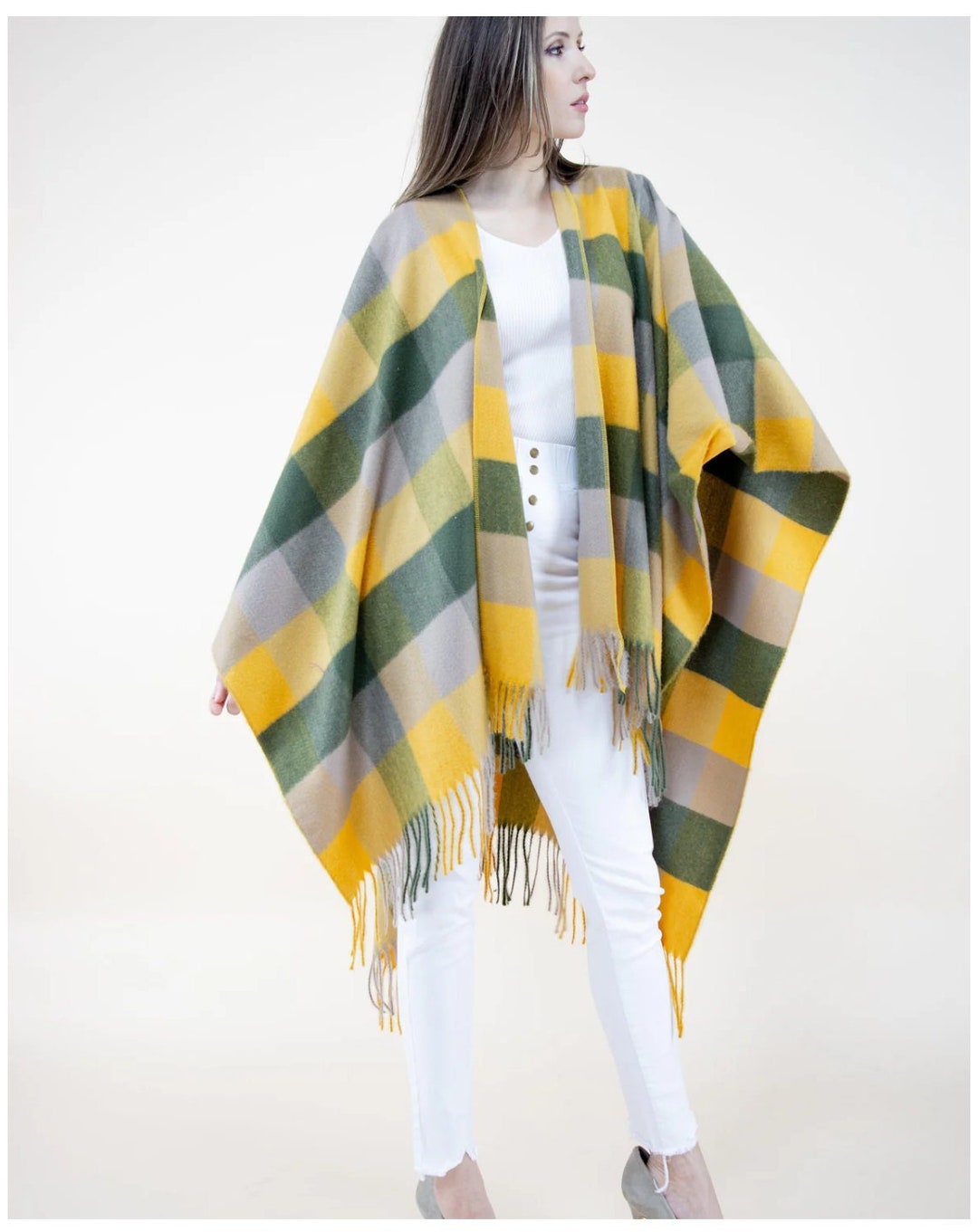 Boxy Flannel Ruana Wrap – Cozy Comfort With a Modern Edge - Etsy