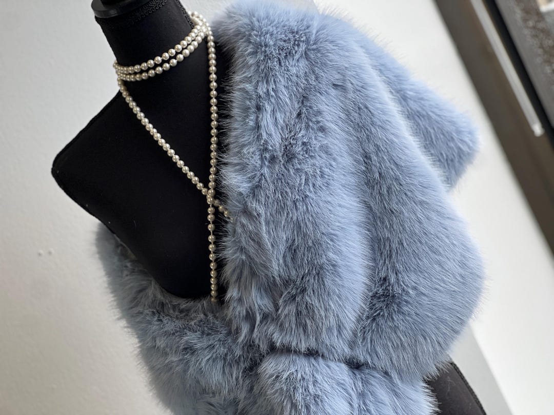 Light Blue Faux Fur Stole – Elegant Winter Shawl Wrap for Weddings ...