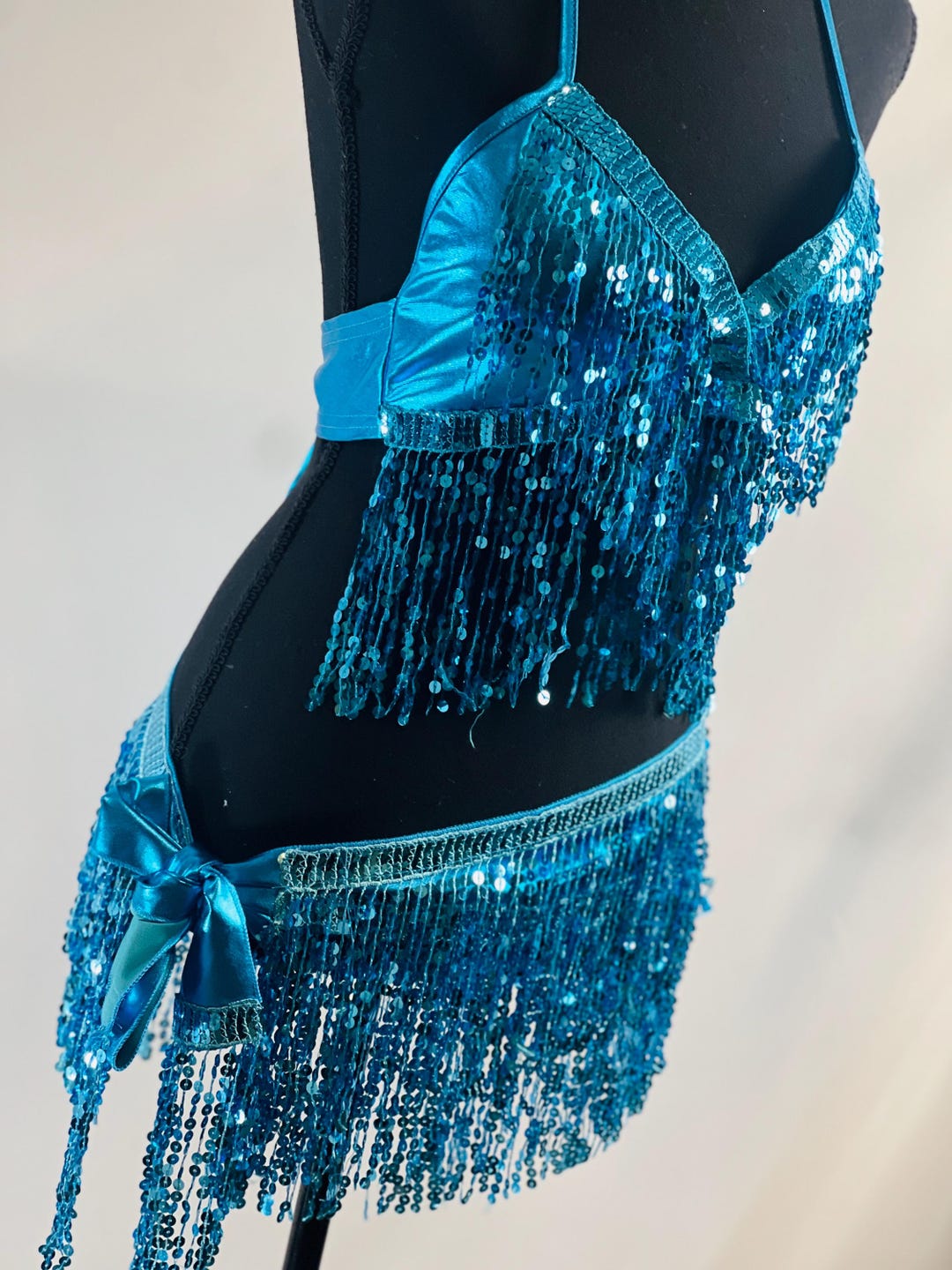 Blue Sequin Fringe Dance Costume Set – Dazzling Blue - Etsy