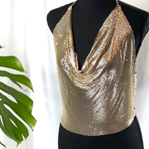 Gold Chainmail Halter Top – Festival & Party Wear Gold Night Out Halter ...