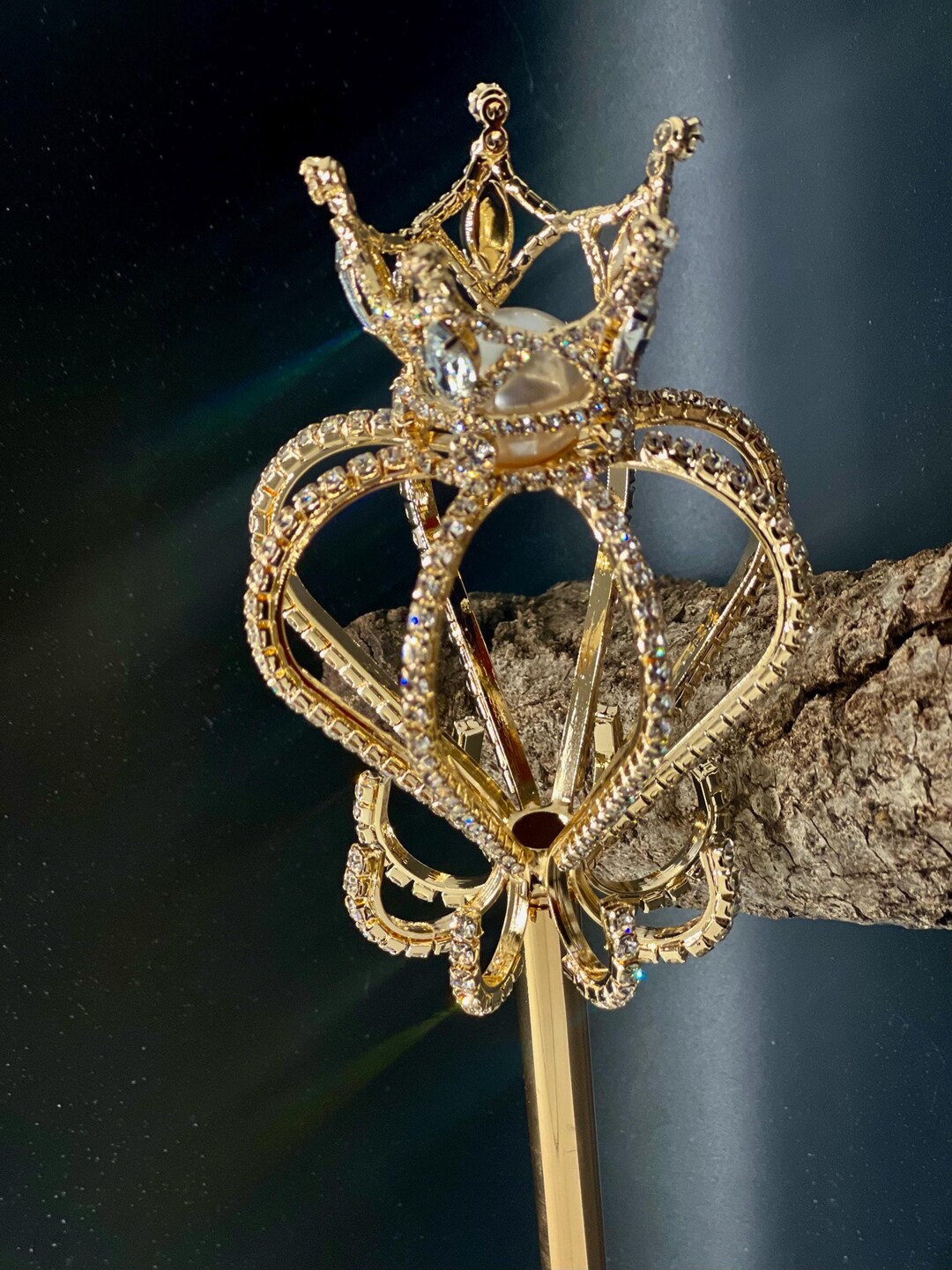 Gold Rhinestone Crown Prop: Elegant Pageant Costume Accessory - Etsy
