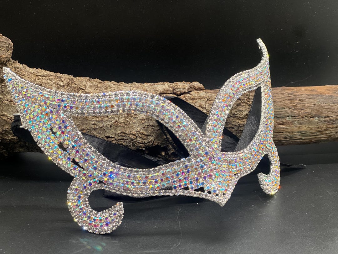 Silver Rhinestone Venetian Masquerade Mask: Sparkling Crystal Ball Mask ...