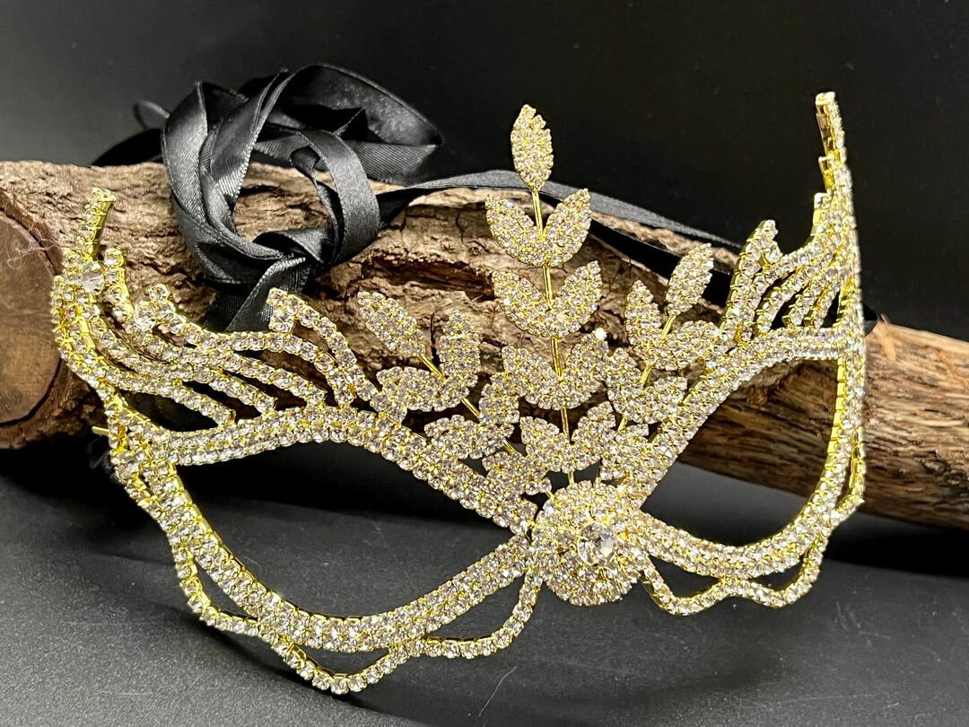 Crystal Masquerade Mask – Sparkling Bling Eye Mask With Ribbon Tie - Etsy