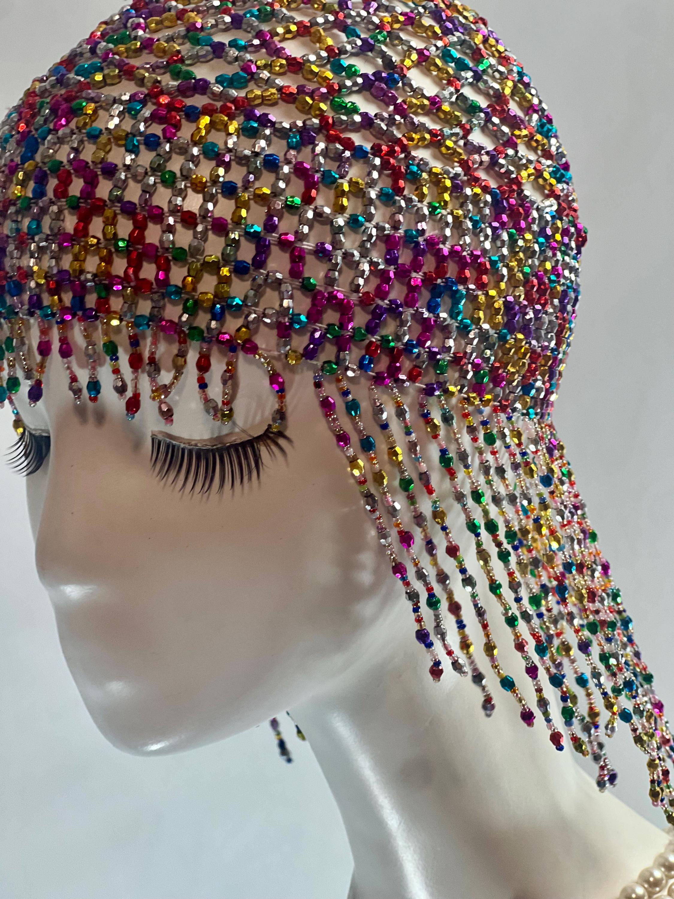 Rainbow Colorful Beads Cap Handmade Beaded Cleopatra-inspired Headpiece ...