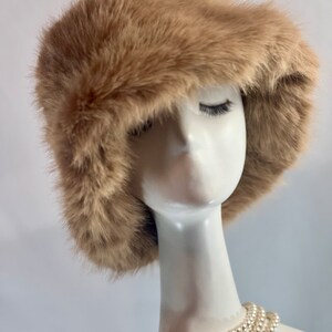 Light Camel Winter Faux Fur Furry Bucket Hat Fluffy Fuzzy Warm Hat ...