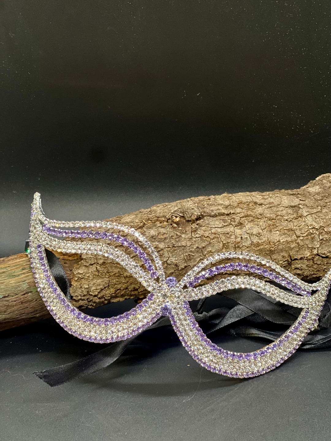Lavender Silver Purple Crystal Eyes Mask Crystal Masquerade Mask ...