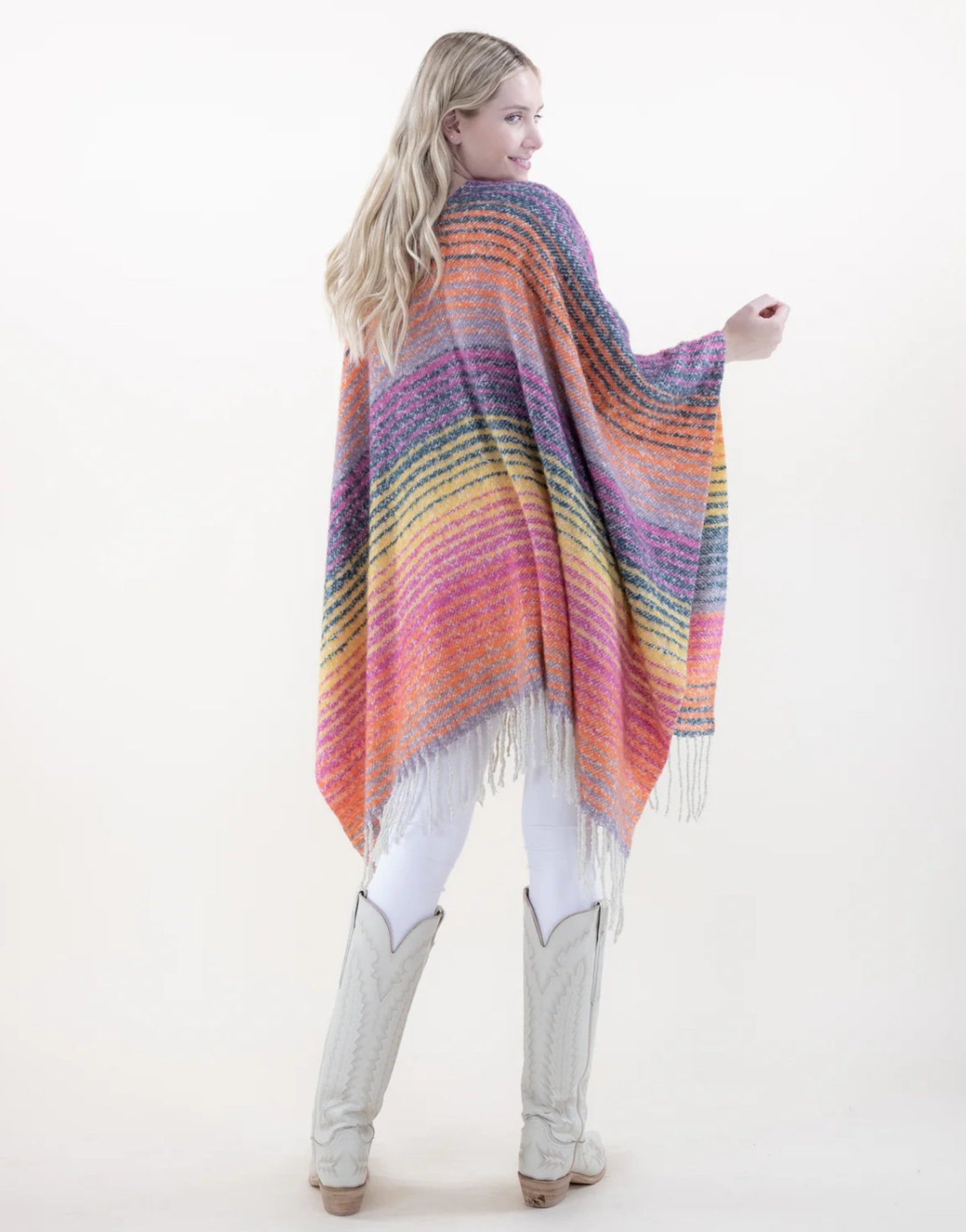 Multi-tone Stripe Ruana Wrap – Vibrant Style With Timeless Appeal - Etsy