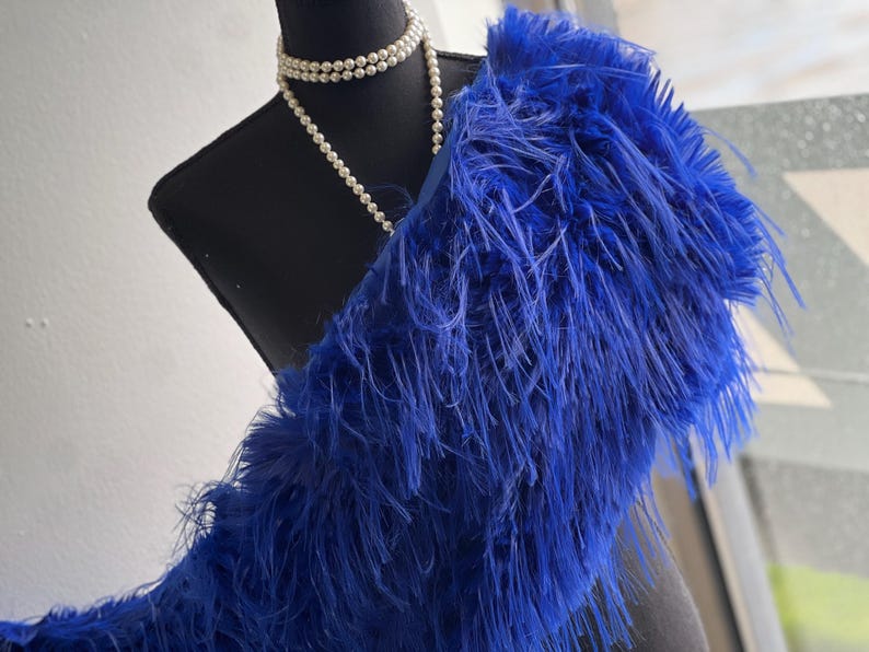 Royal Blue Faux Fur Stole – Elegant Winter Shawl Wrap for Weddings ...