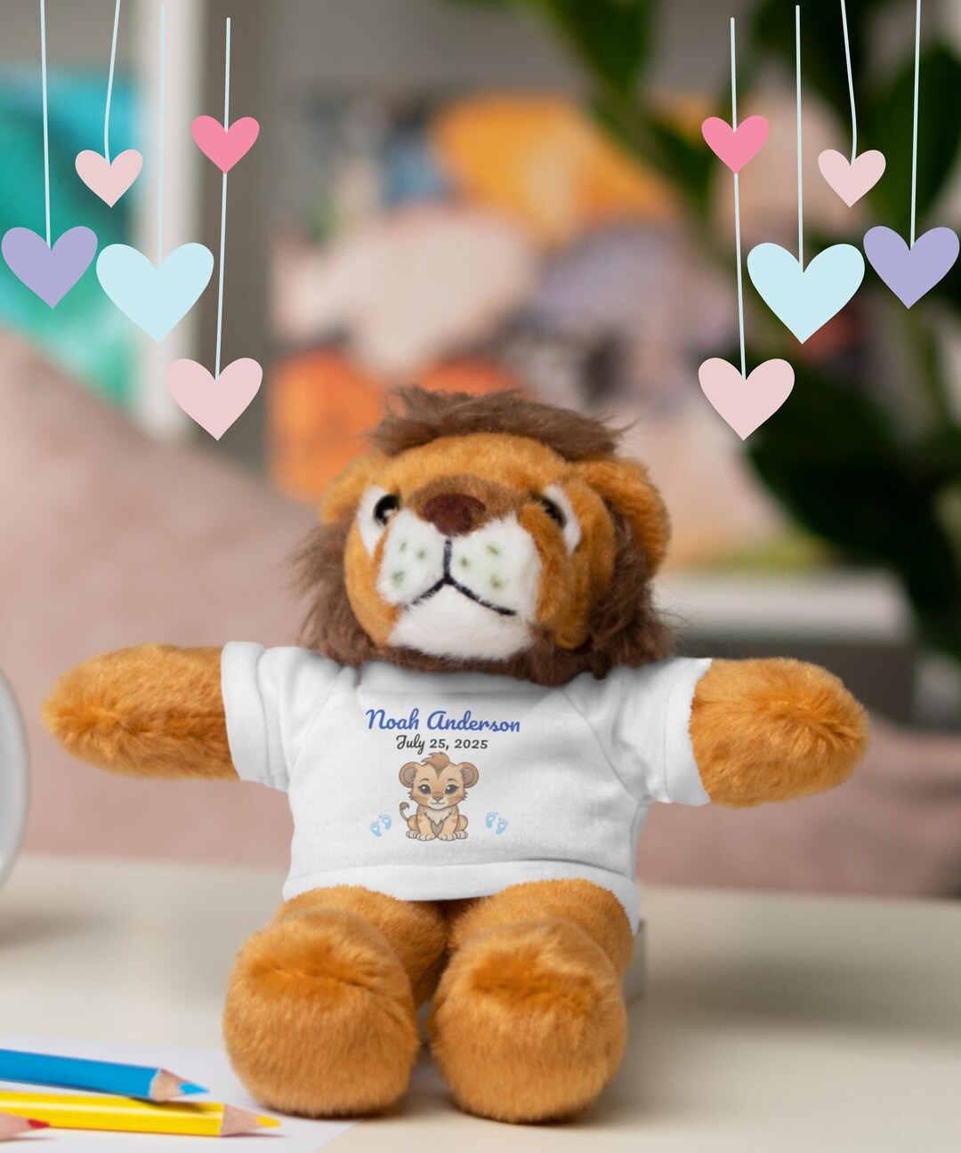 Personalized Stuffed Animal, Custom Lion, Lion Cub Plush Toy, New Baby ...