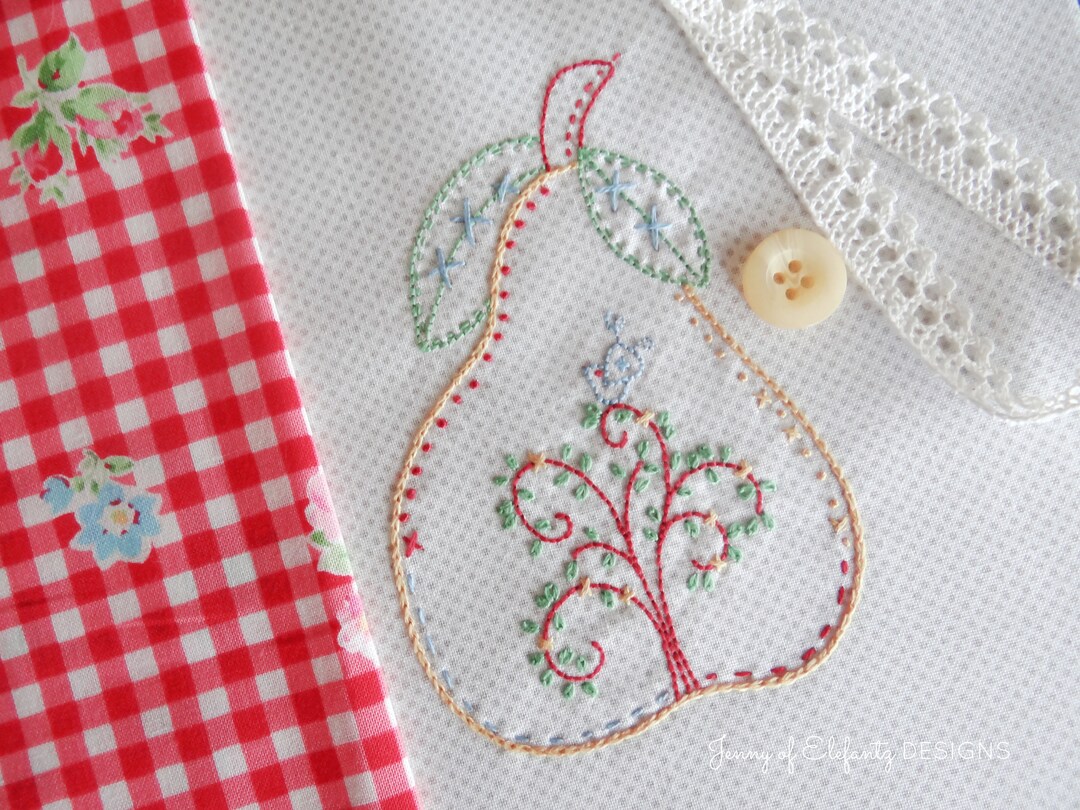 Pretty Pear Hand Embroidery Pattern Digital Download - Etsy