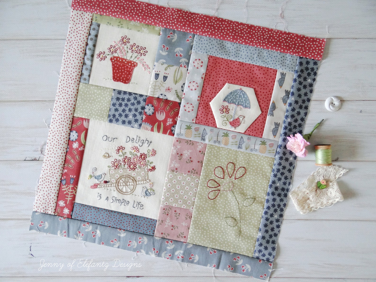 SIMPLE DAYS Block 4 of a Nine-block Quilt Pattern Hand - Etsy