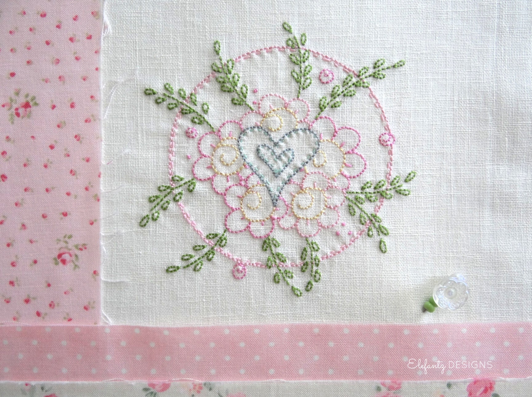 Pink & Green - Six Pretty Hand Embroidery Patterns - Digital Download ...