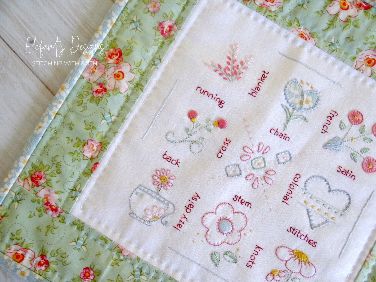 The Stitch Sampler - Floral Hand-embroidery Stitch Sampler Pattern ...