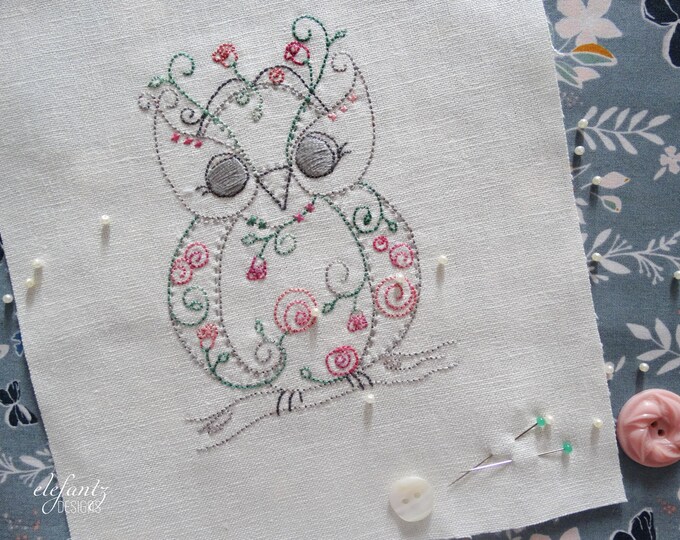 Owl Printable Embroidery Pattern Woodland Critter Digital Downloadable ...